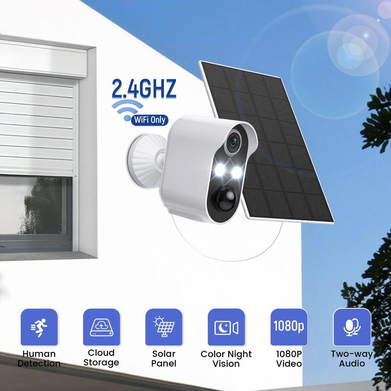 Wireless Solar Outdoor Security Camera, Two way audio, Night Vision, C ...