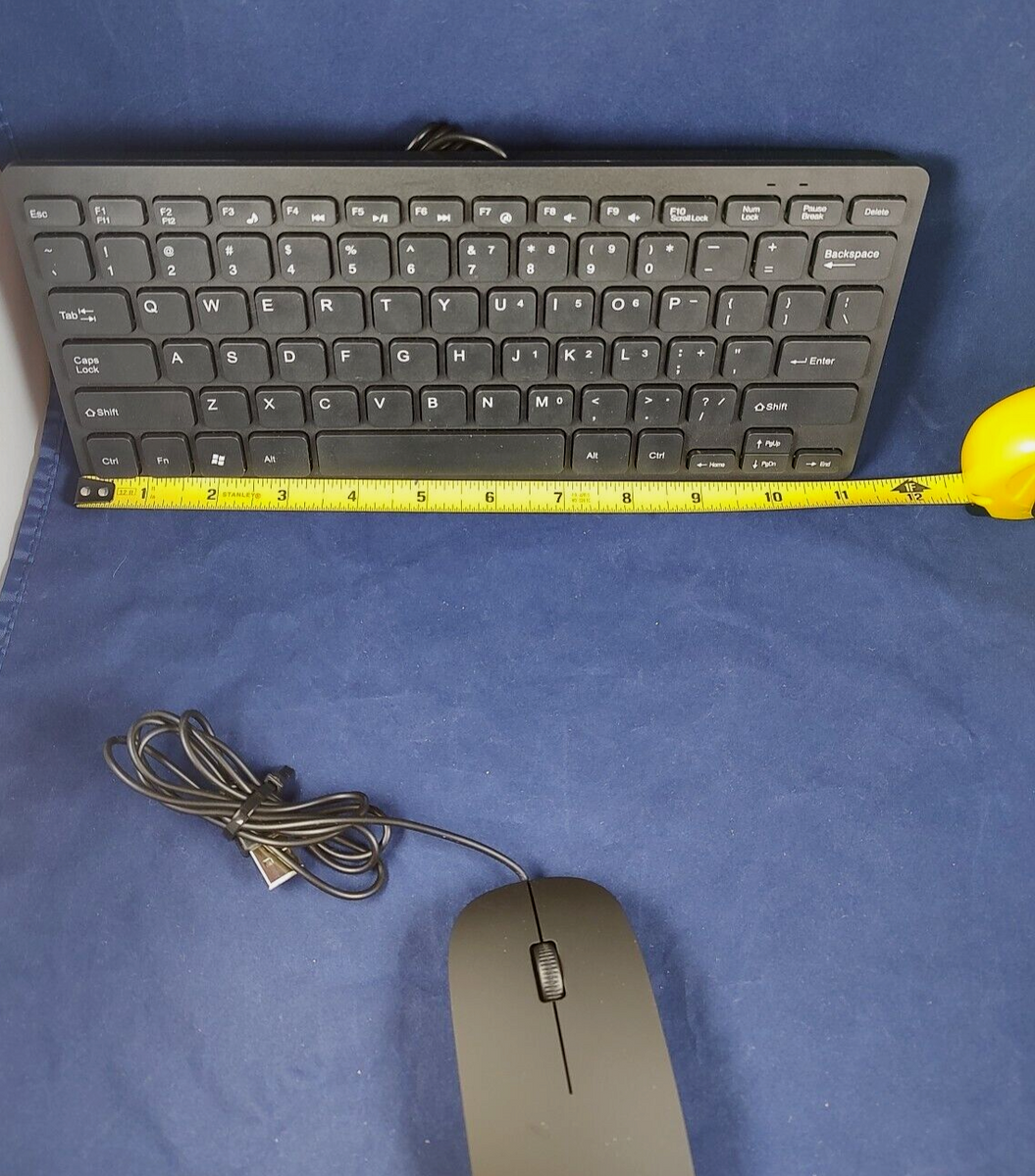 Mini Keyboard & Mouse Set Black Compact Size Wired Light Weight Thin D ...