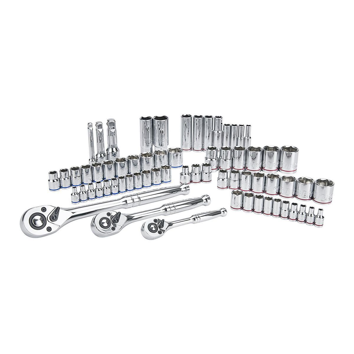 QUINN 1/4 in., 3/8 in., 1/2 in. Drive SAE and Metric Hi-Vis Socket Set ...