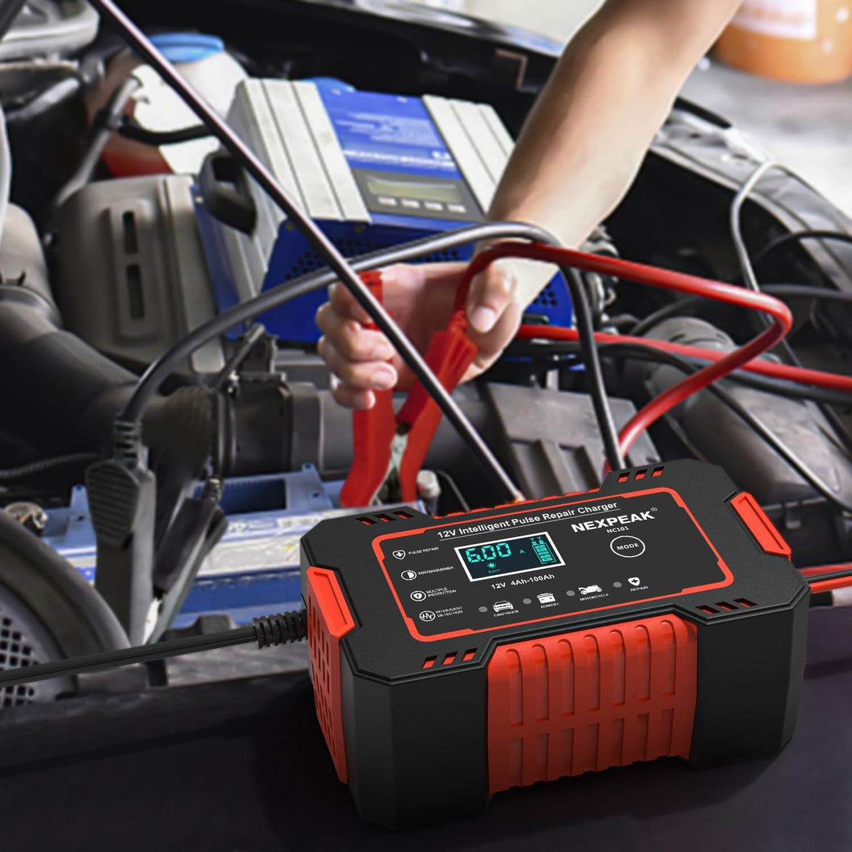 Car Battery Charger, 12V 6A Smart Battery Trickle Charger Automotive 1 ...